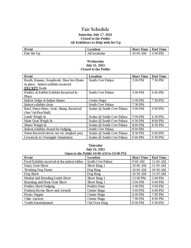 Fair Schedule_Updated 07_04_2021_PAGE1s | Baltimore County 4H Fair